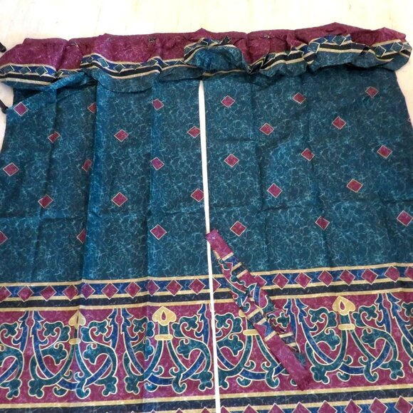 Springs | Bath | Vintage Fabric Shower Curtain Split Panels Teal ...